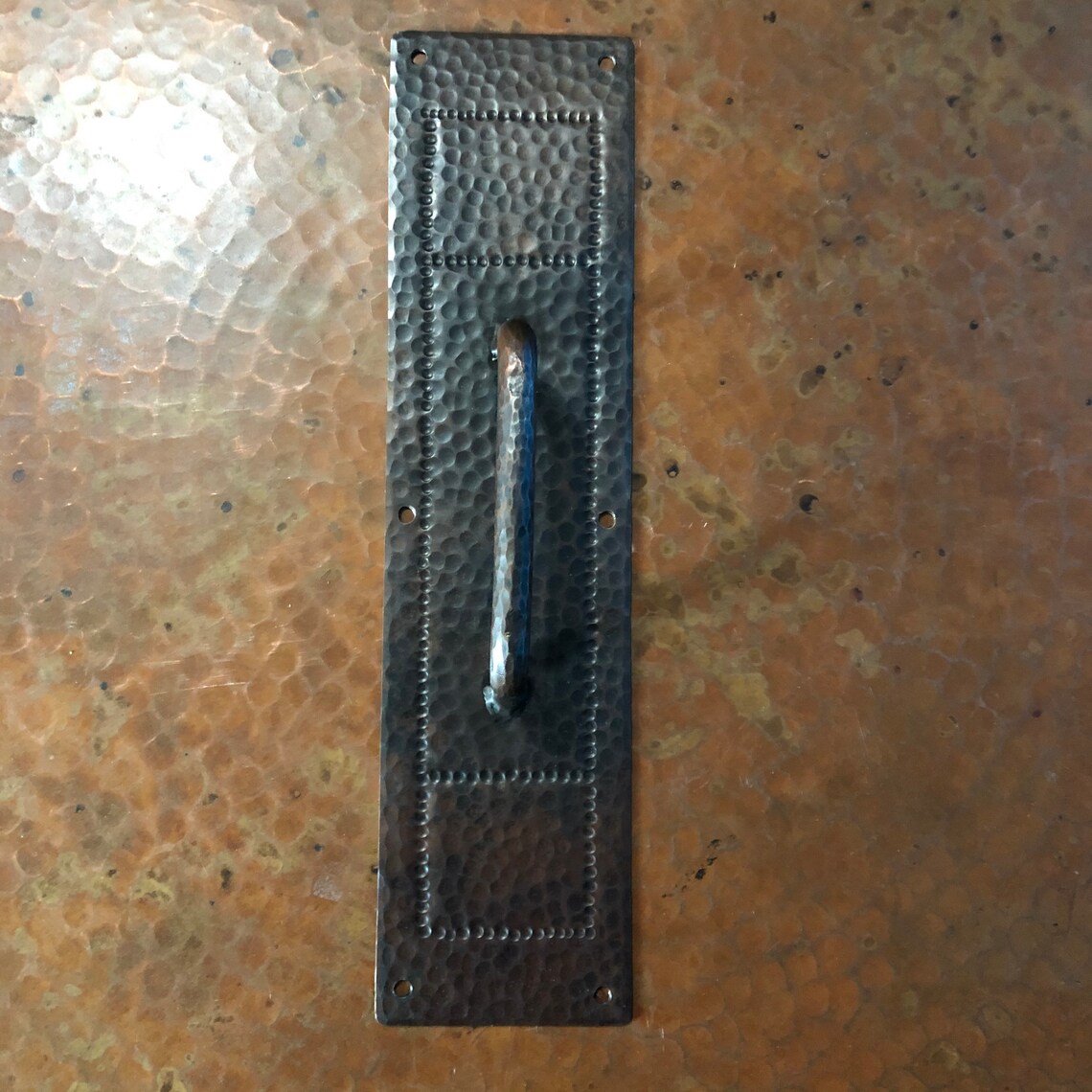 Hammered Copper Door Pull Plate With Brown Patina | Etsy