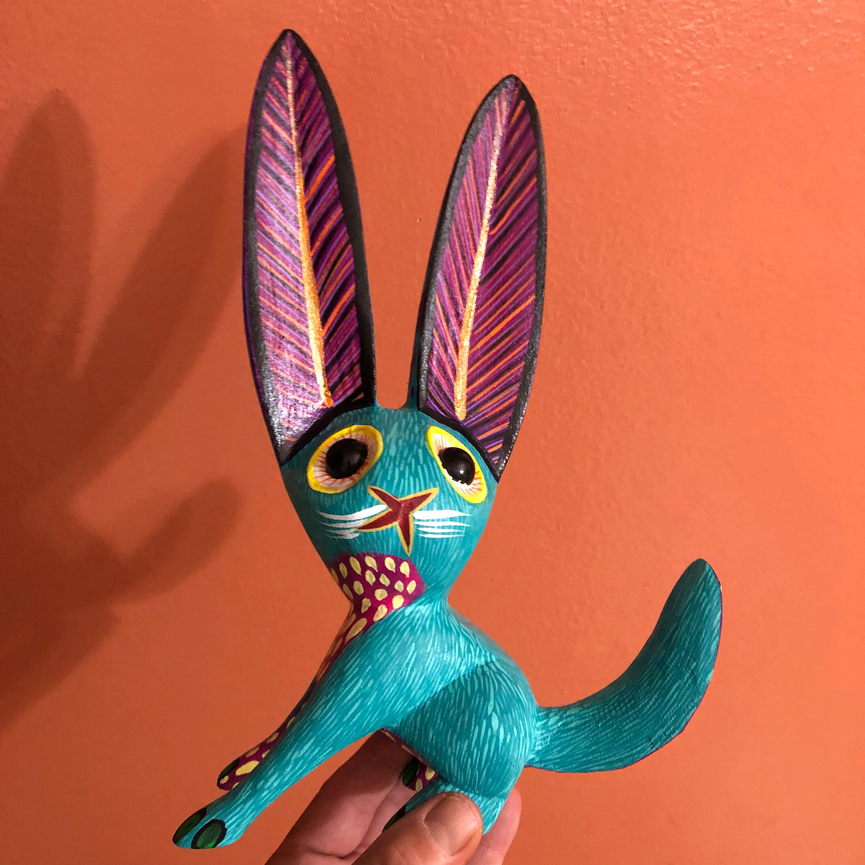 Alebrije Rabbit Wood Carving by Esperanza Martinez from Oaxaca, Mexico.