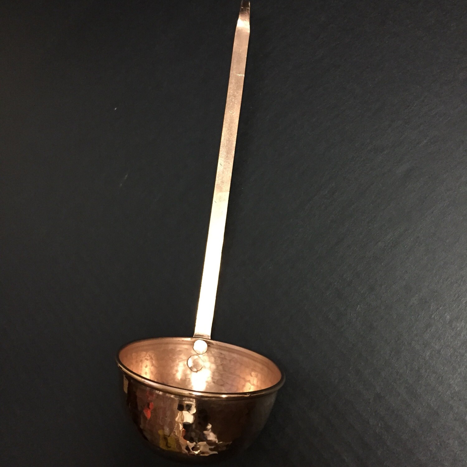 Pure Copper Ladle, hammered, 3 1/2 diameter, 9 1/2 handle