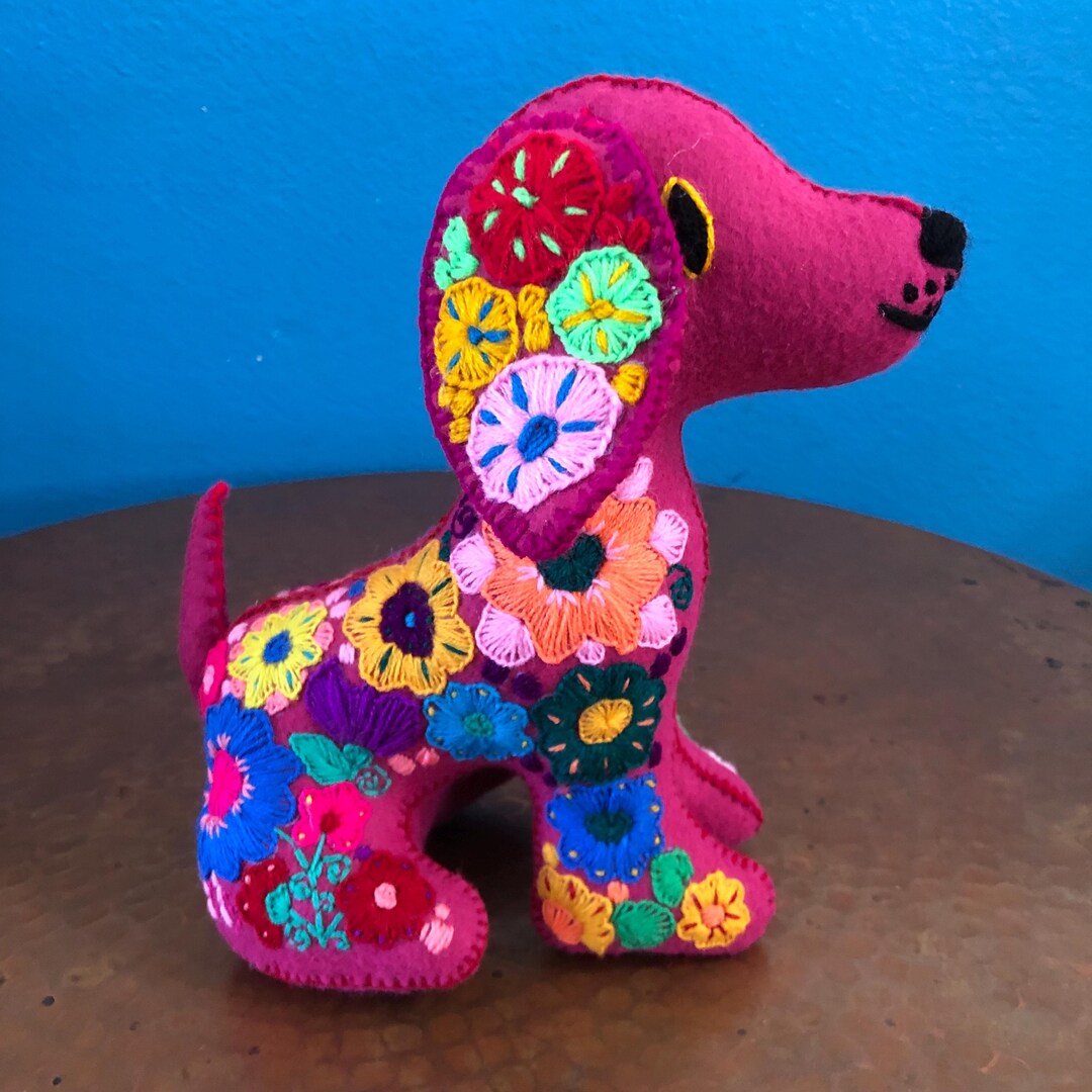 Hand Sewn Stuffed Animal Dog Plush Toy With Premium Colorful Embroidery ...