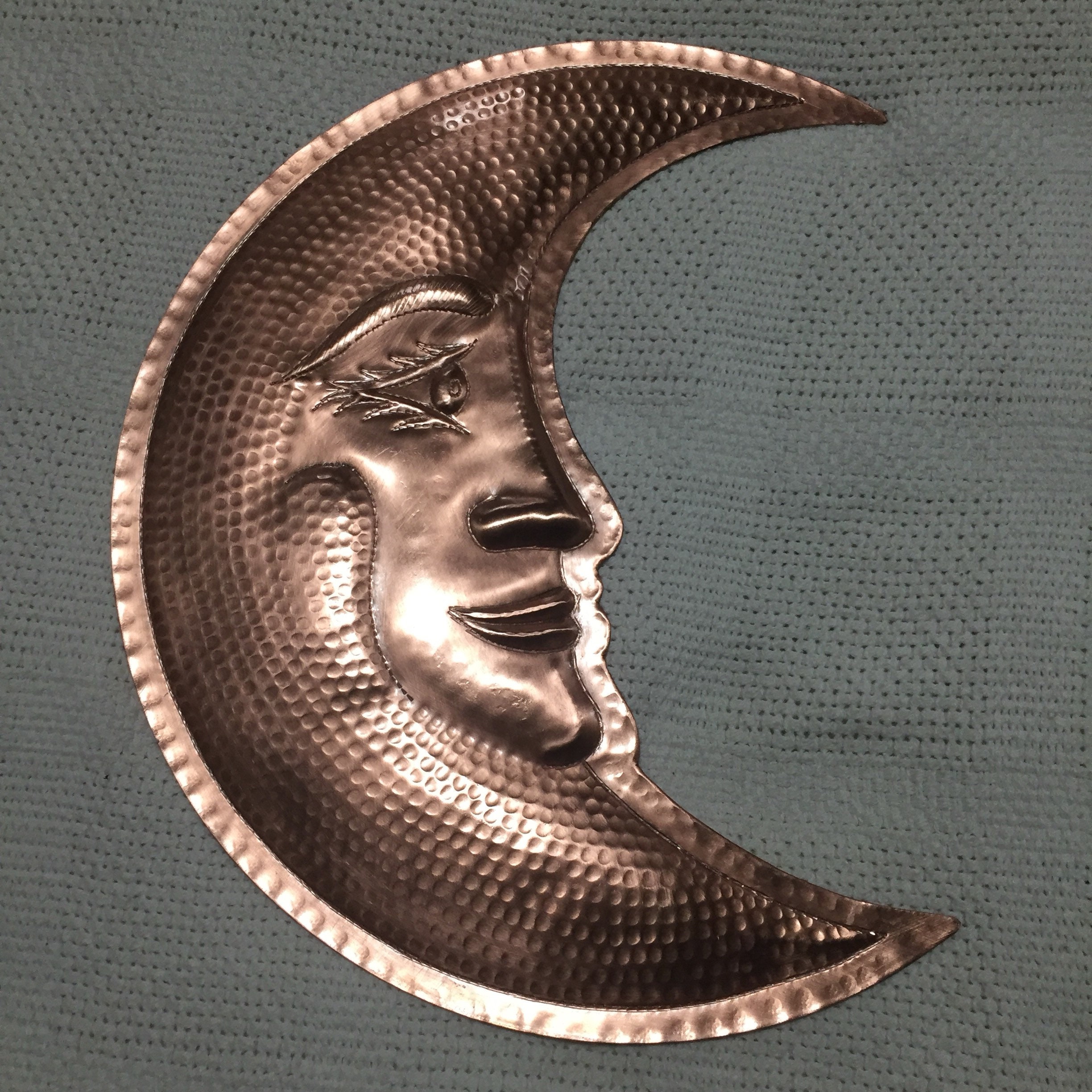 Handcrafted hammered copper 12 moon wall decor