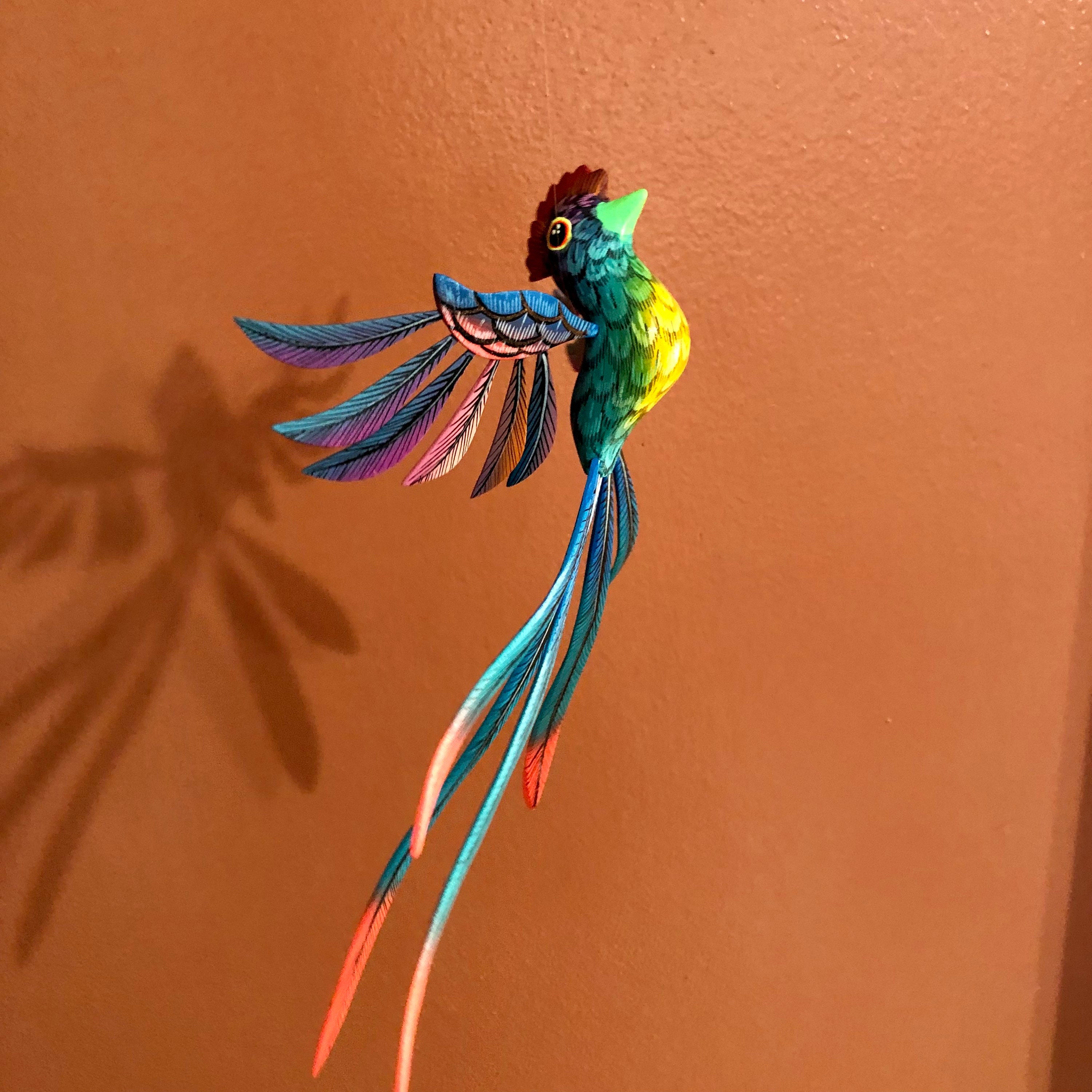 Alebrije Exotic Quetzal Bird Wood Carving by Roberto and Esperanza Martinez