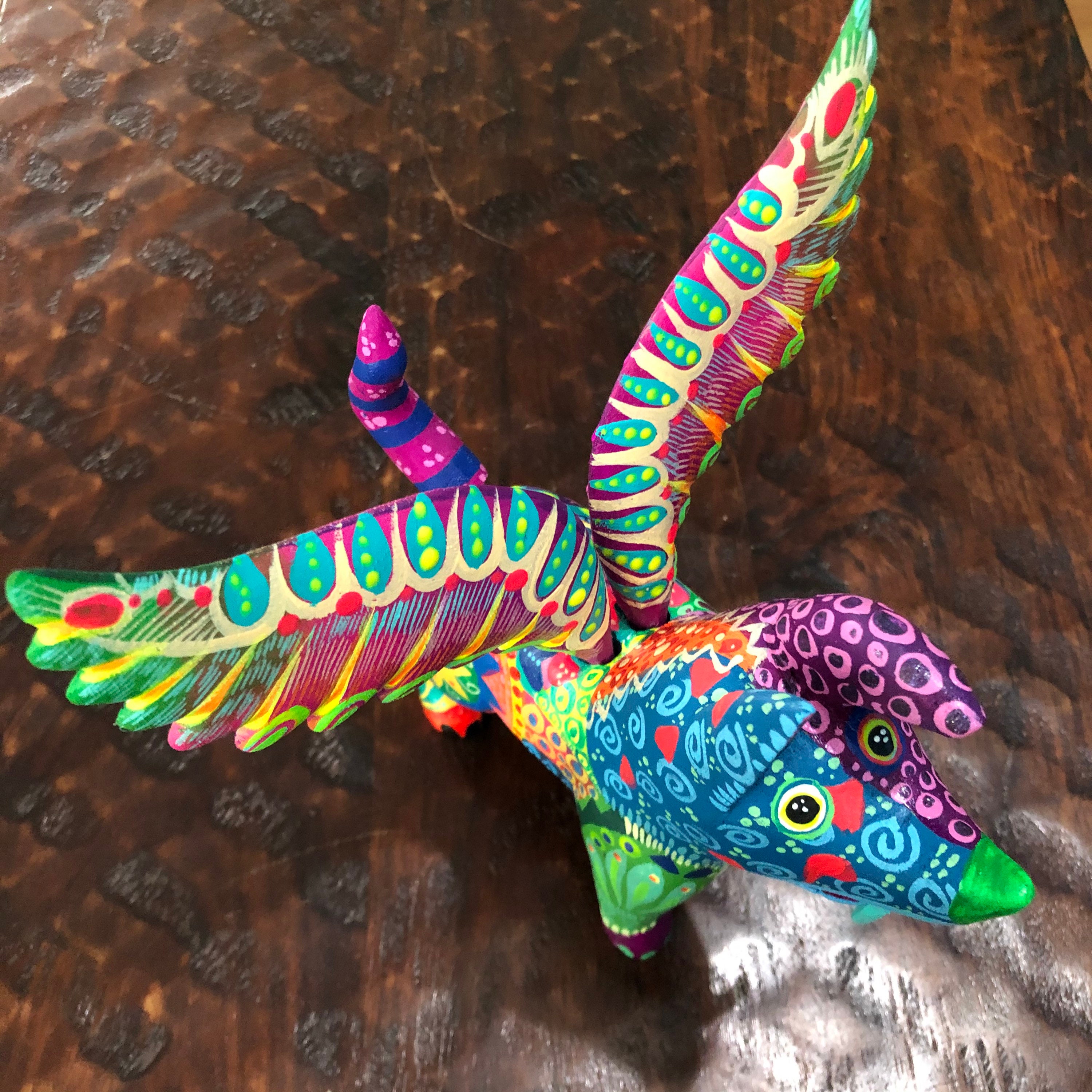 Handcrafted Alebrije Spirit Dog Woodcarving from Oaxaca, Mexico