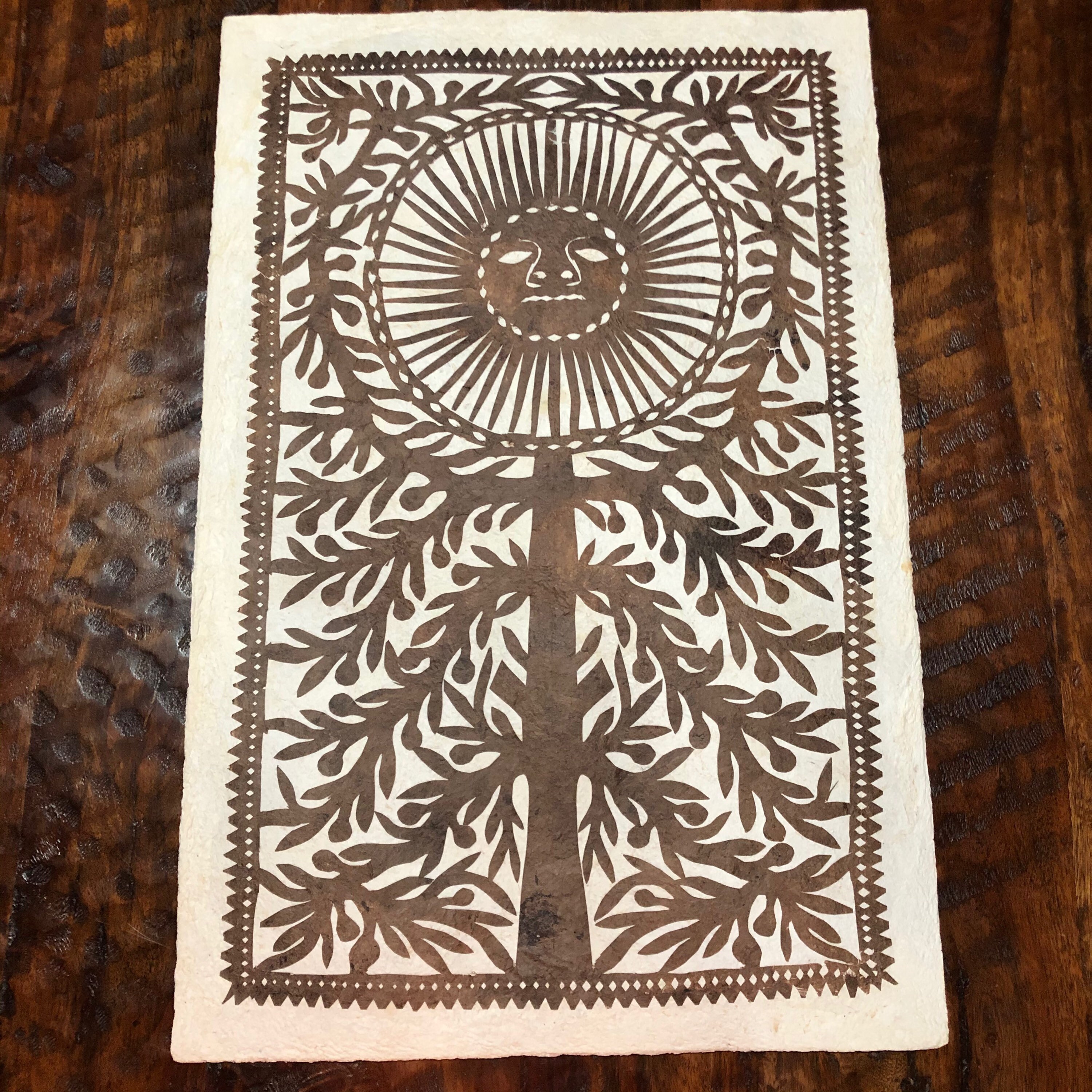 Amate Bark Paper Wall Art with Otomi Designs - 15 1/2” x 23 1/2”
