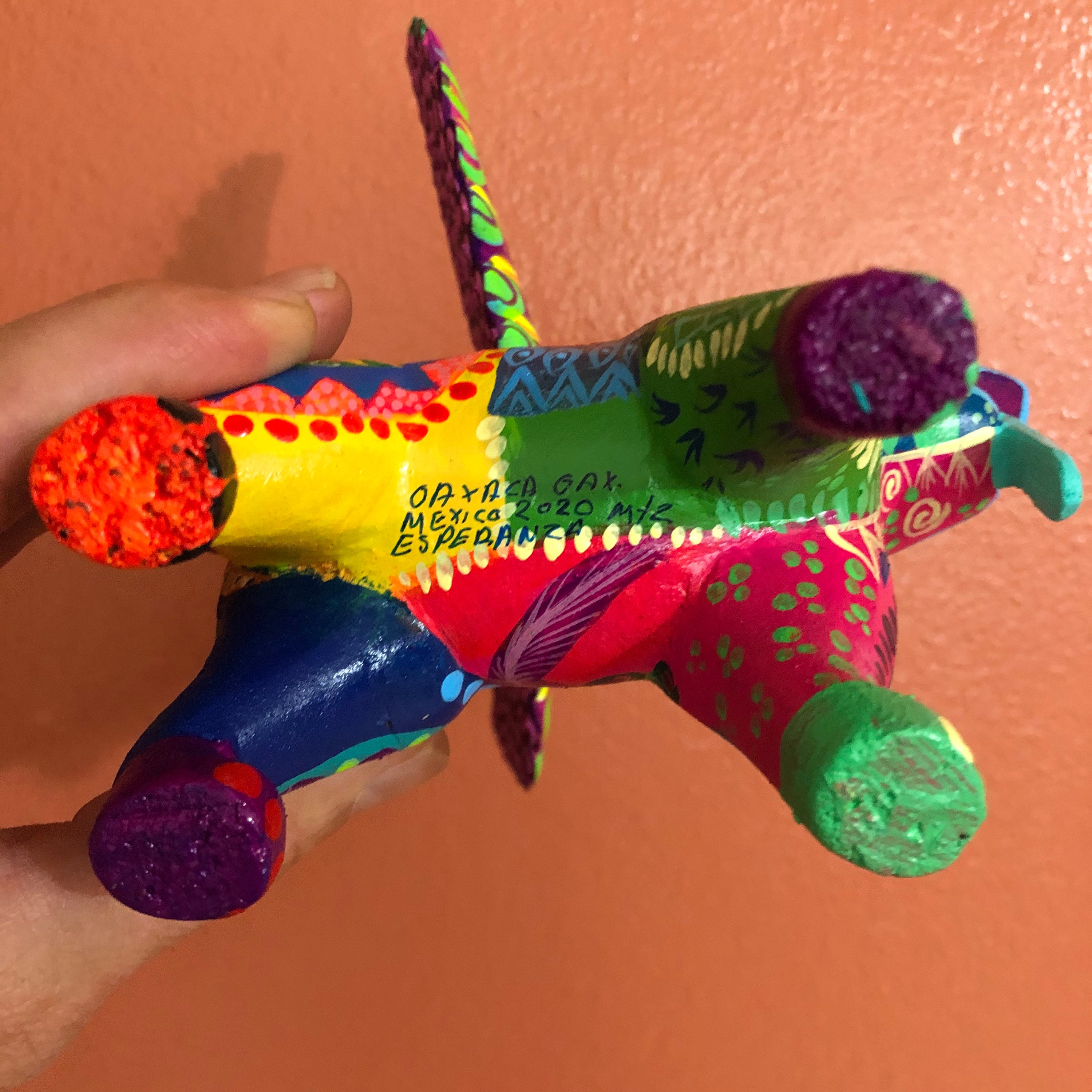 Handcrafted Alebrije Spirit Dog Woodcarving from Oaxaca, Mexico