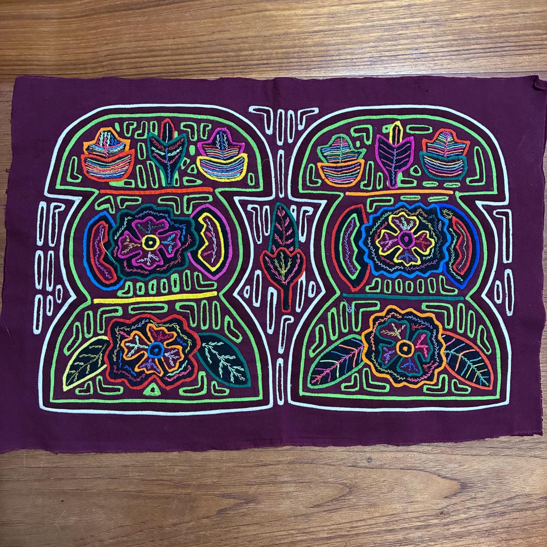 Authentic Guna (kuna) Mola Textile Art Panel - Hand-stitched Reverse ...