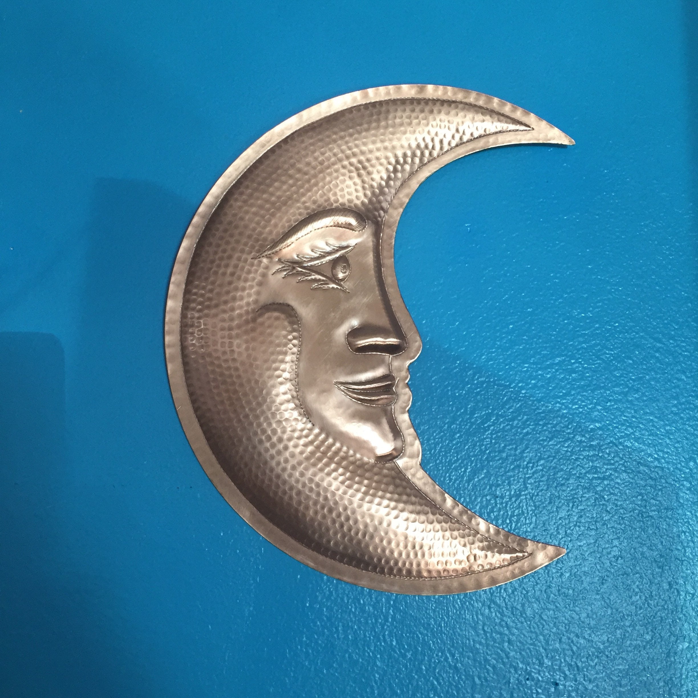 Handcrafted hammered copper 12 moon wall decor