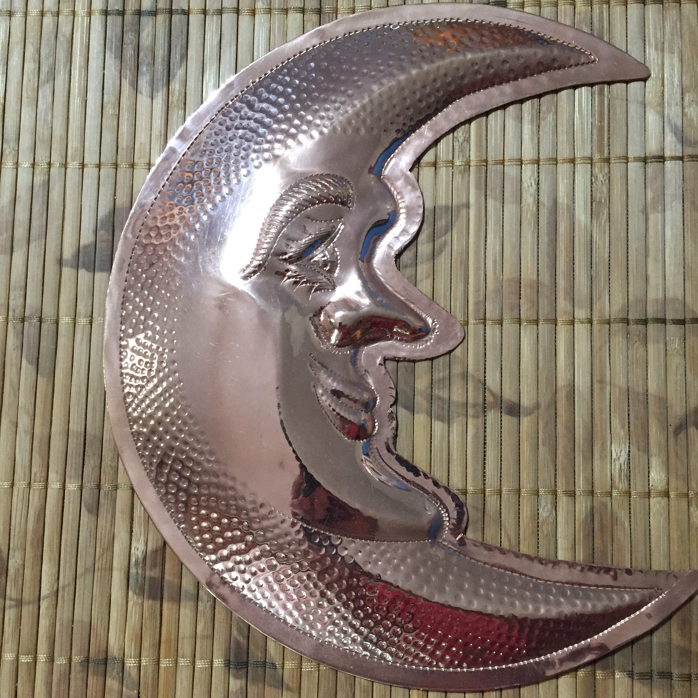 Handcrafted Pure Hammered Copper Crescent Moon 7x8
