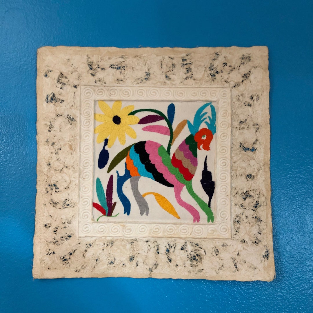 Otomí Embroidered Amate Bark Paper Wall Art: Mexican Folk Art - Etsy