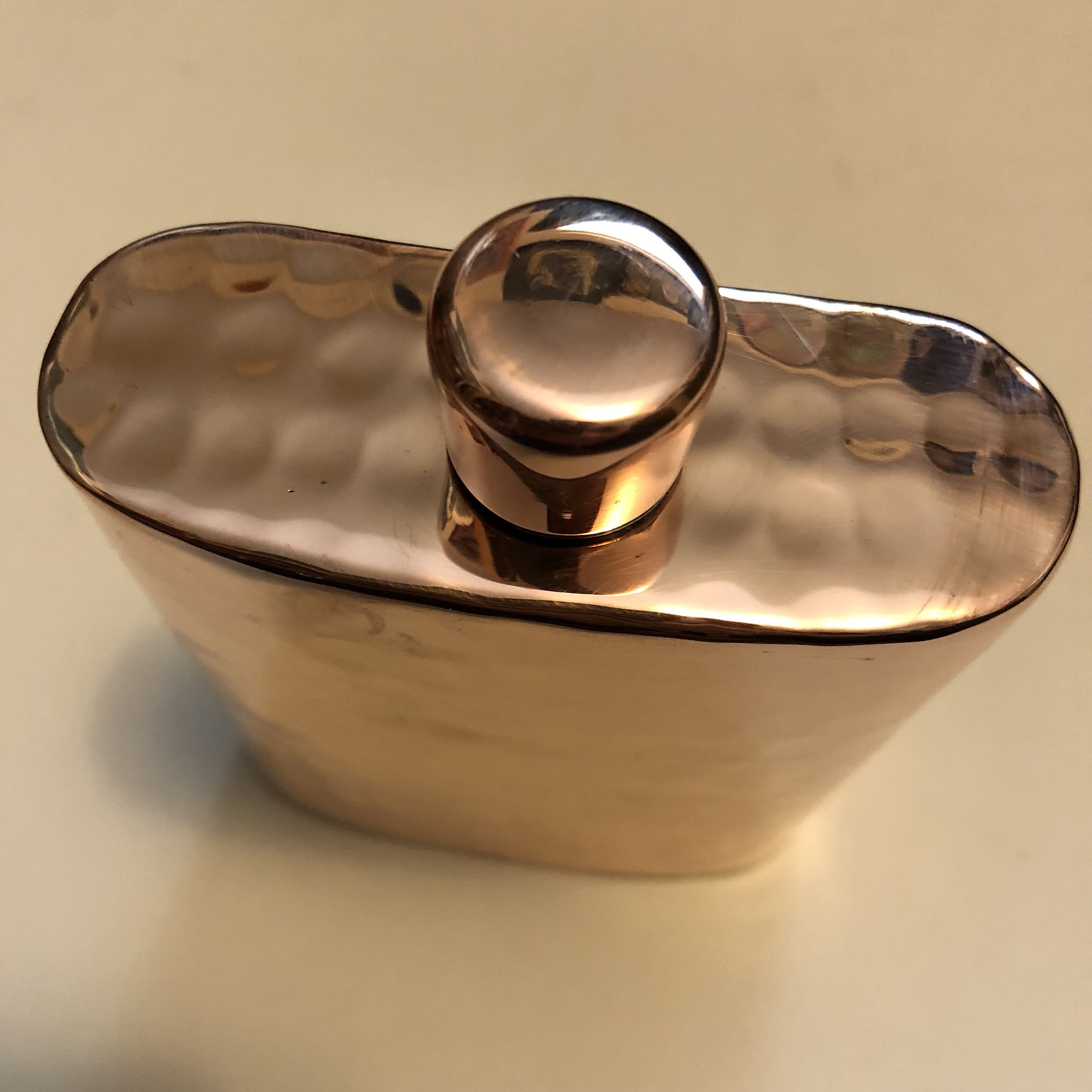 Handcrafted hammered copper 8oz flask