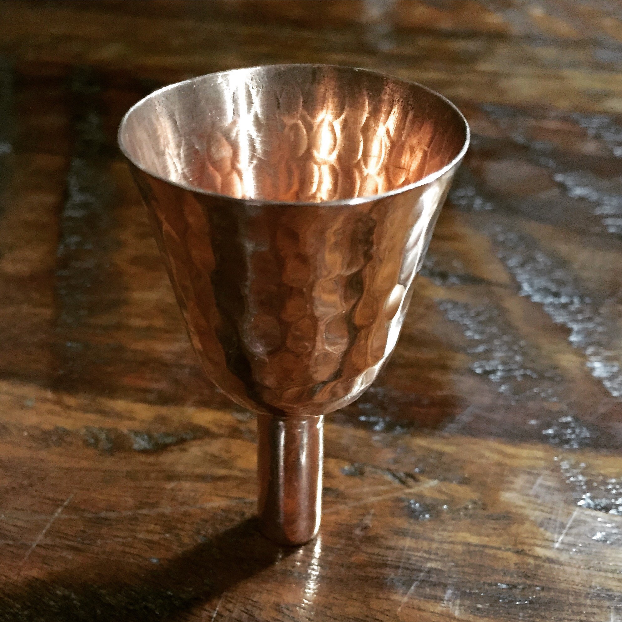 Handcrafted pure hammered copper mini flask funnel