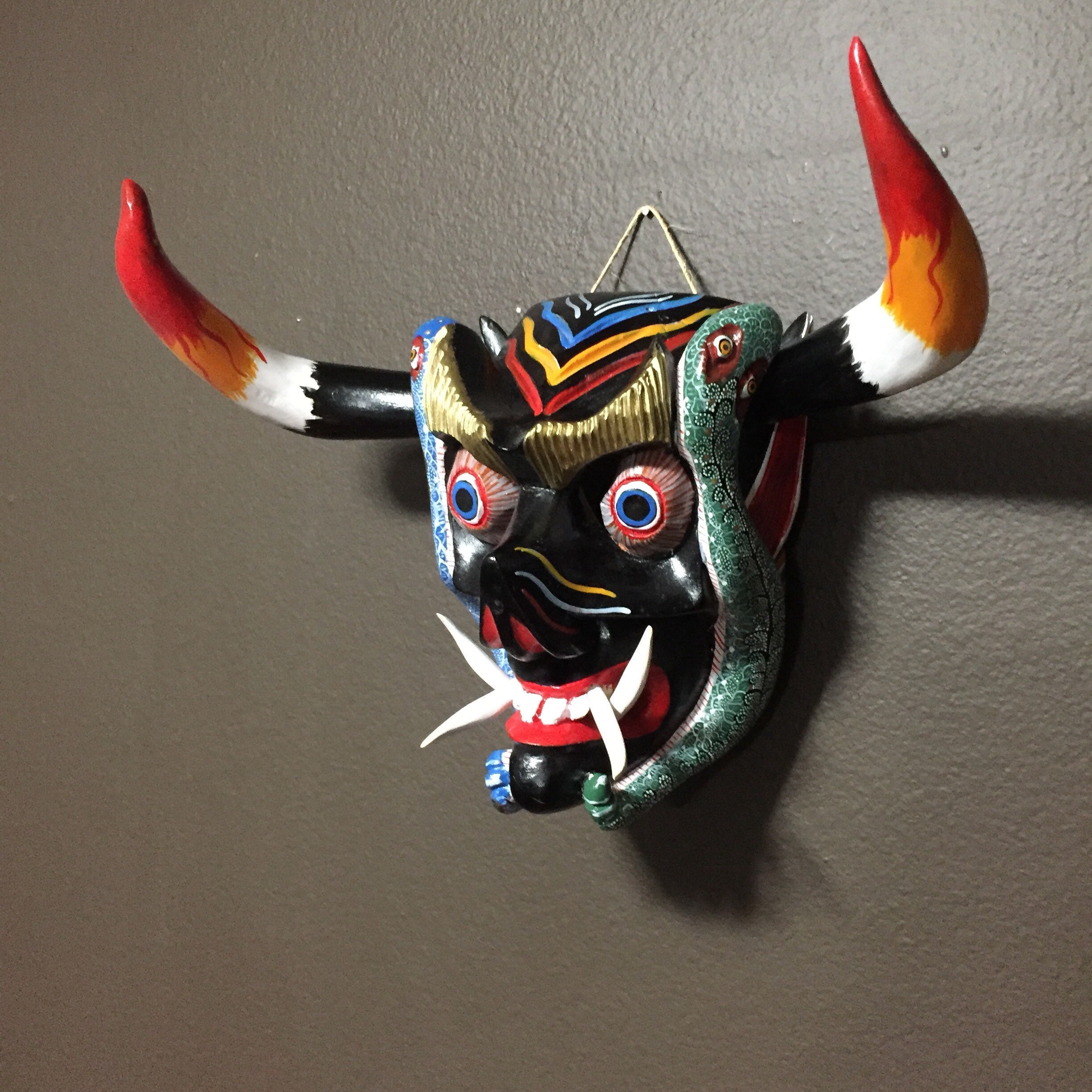 Medium Size Mexican Decorative Indigenous Diablo Devil Hand Carved Wood ...