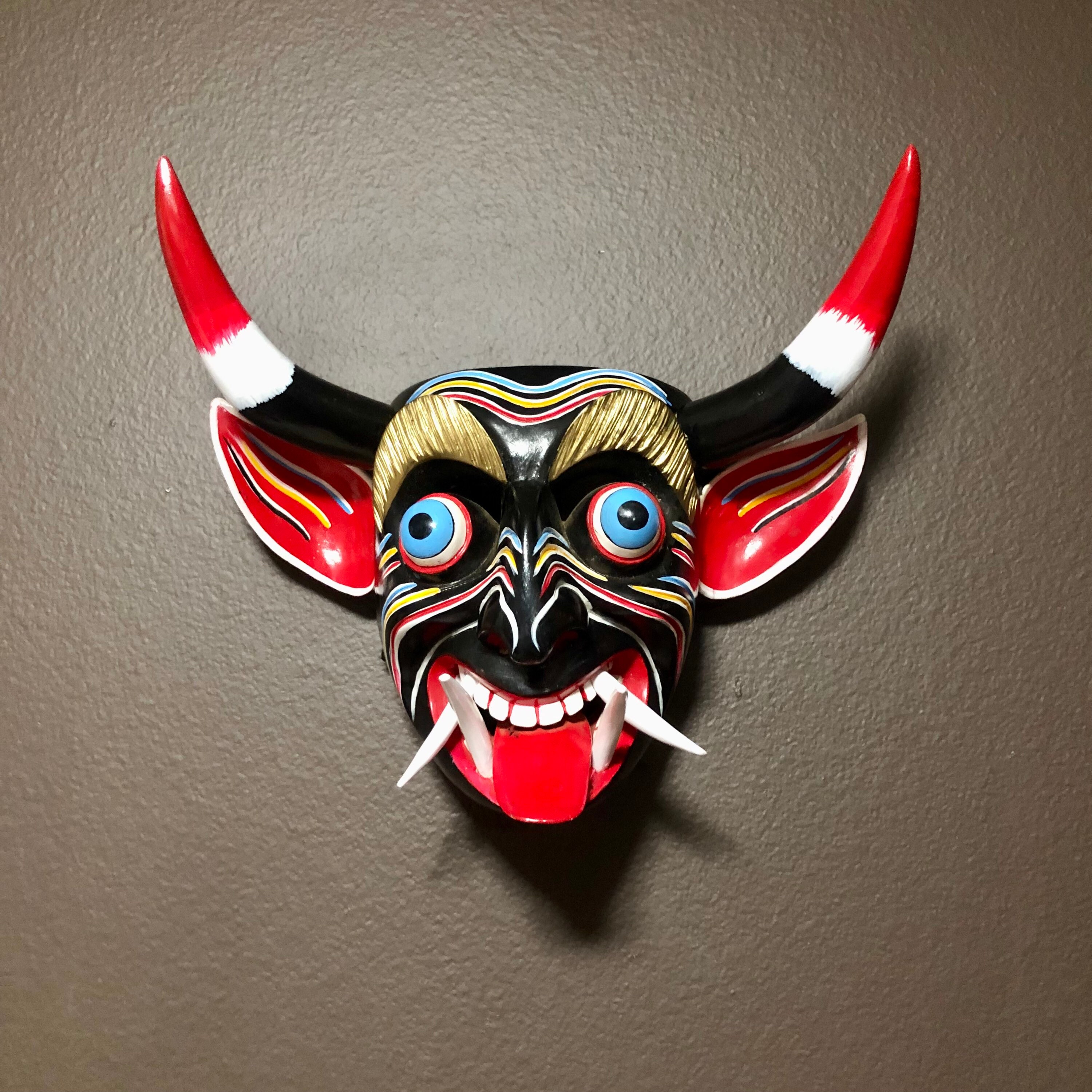 Medium Size Mexican Decorative Indigenous Diablo Devil Hand Carved Wood ...