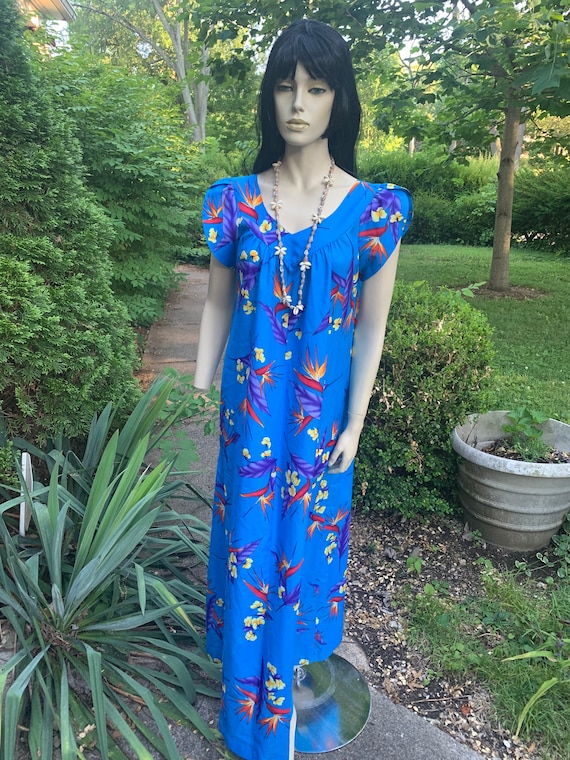 Vintage hawaiian dress blue - Gem