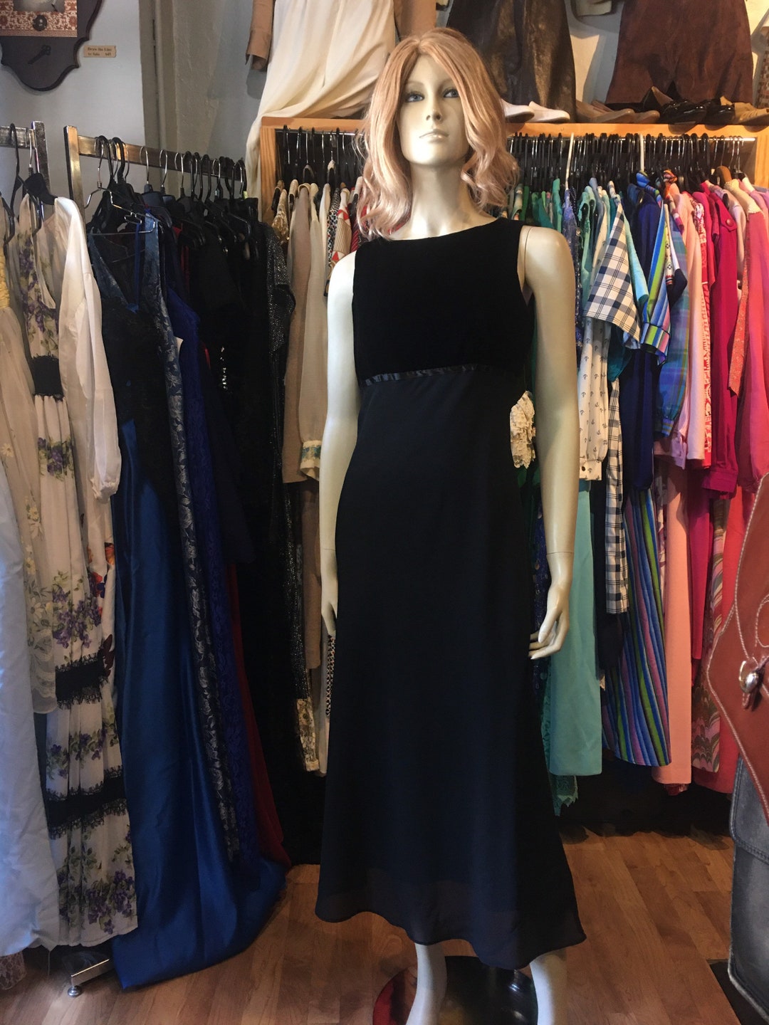 Vintage B Moss Petite Black Gown - Etsy