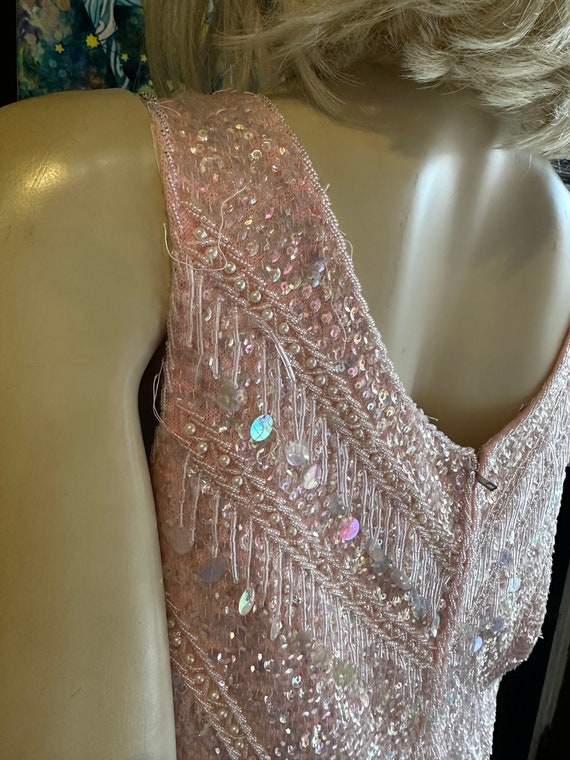 1960s Pink Sequin & Pearl Tank Top - Gem