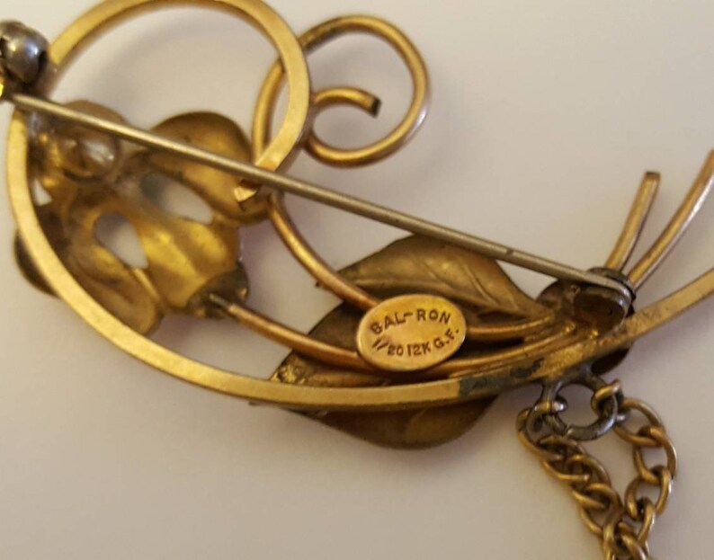 Bal Ron Chatelaine Gold Filled Pin Cirra 1940's With Green Stones - Etsy