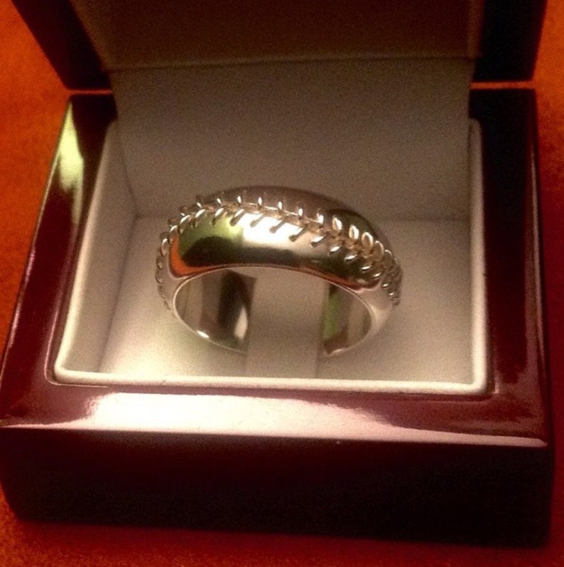 14 KT Gold Hand-stitched Baseball Ring, Engagement Wedding Band - Etsy