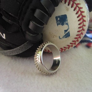 14 KT Gold Hand-stitched Baseball Ring, Engagement Wedding Band - Etsy
