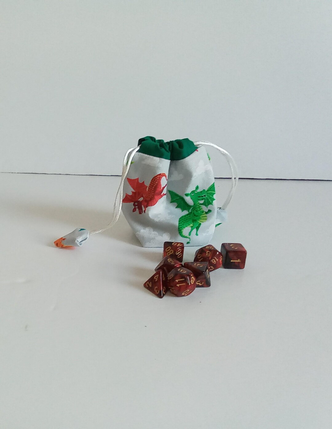 Mini Dragons Dice Bag: Handmade Cotton DND Pouch With Handmade Beads - Etsy