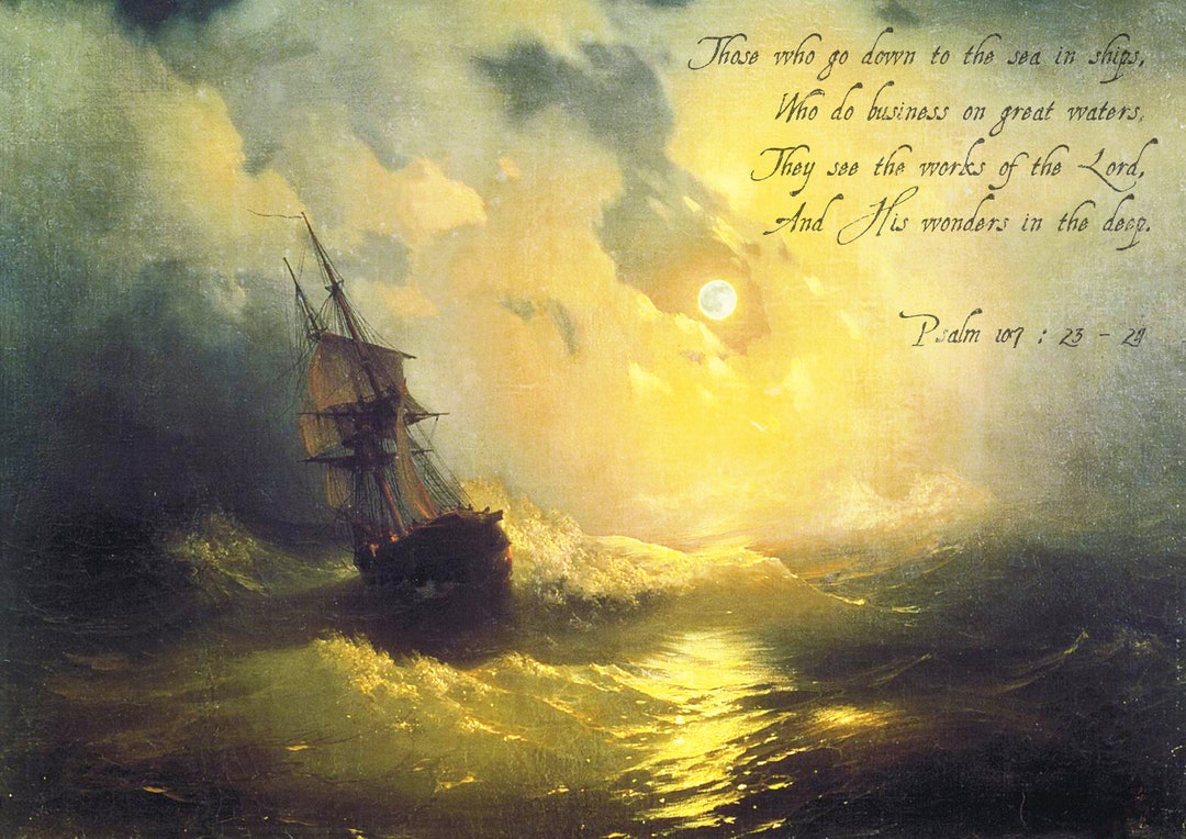 Wonders in the Deep - Psalm 107: 23 - 24 - Nautical Art Print Featuring ...