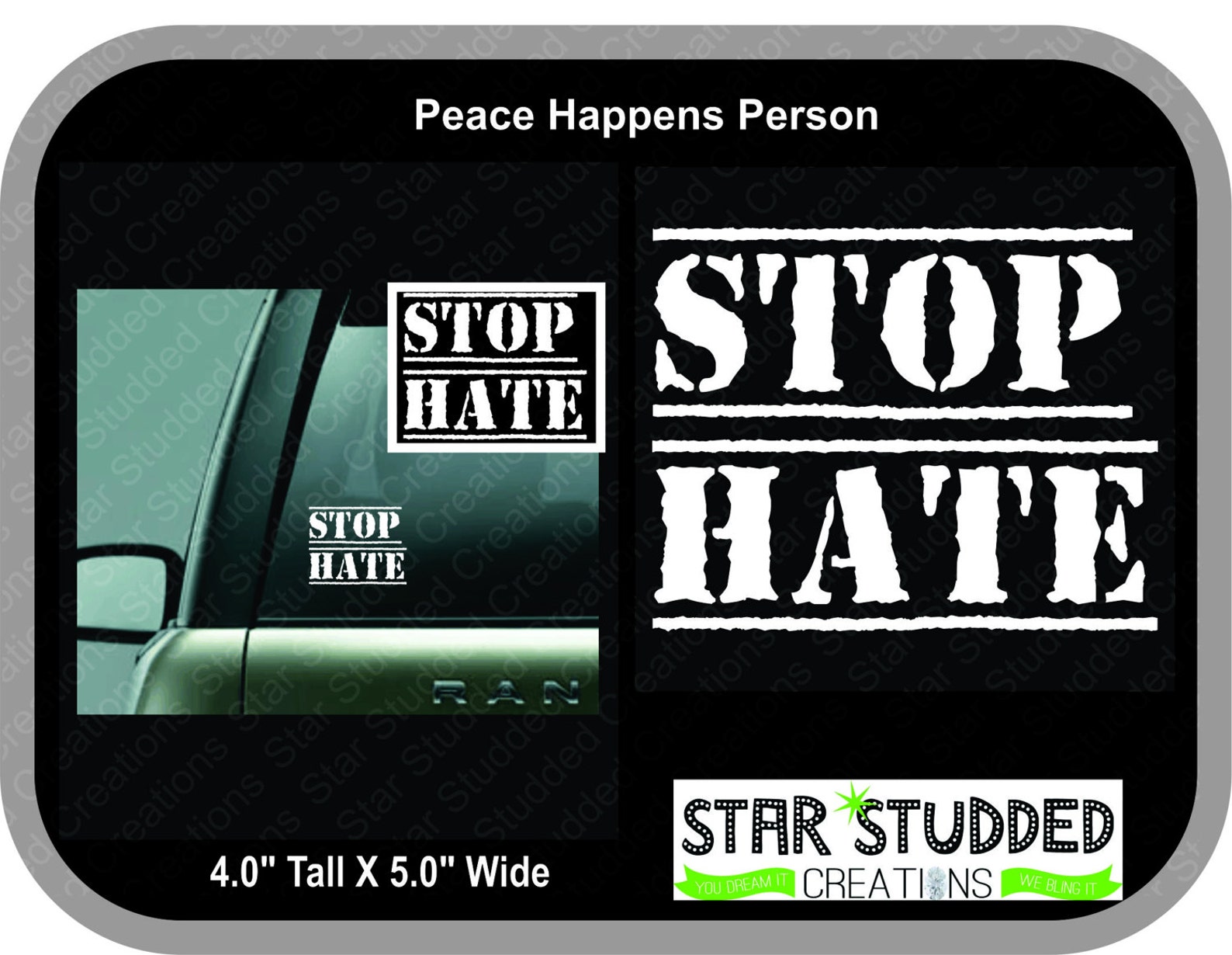 STOP HATE STICKER for Your Car....or Anywhere Permanent Make | Etsy