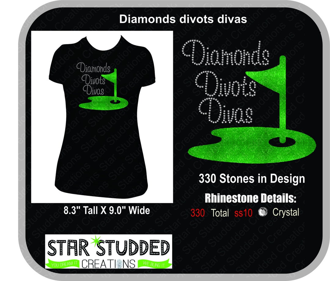 Golf Tournament Shirt DIAMONDS DIVOTS DIVAS Rhinestone Shirt Bling ...