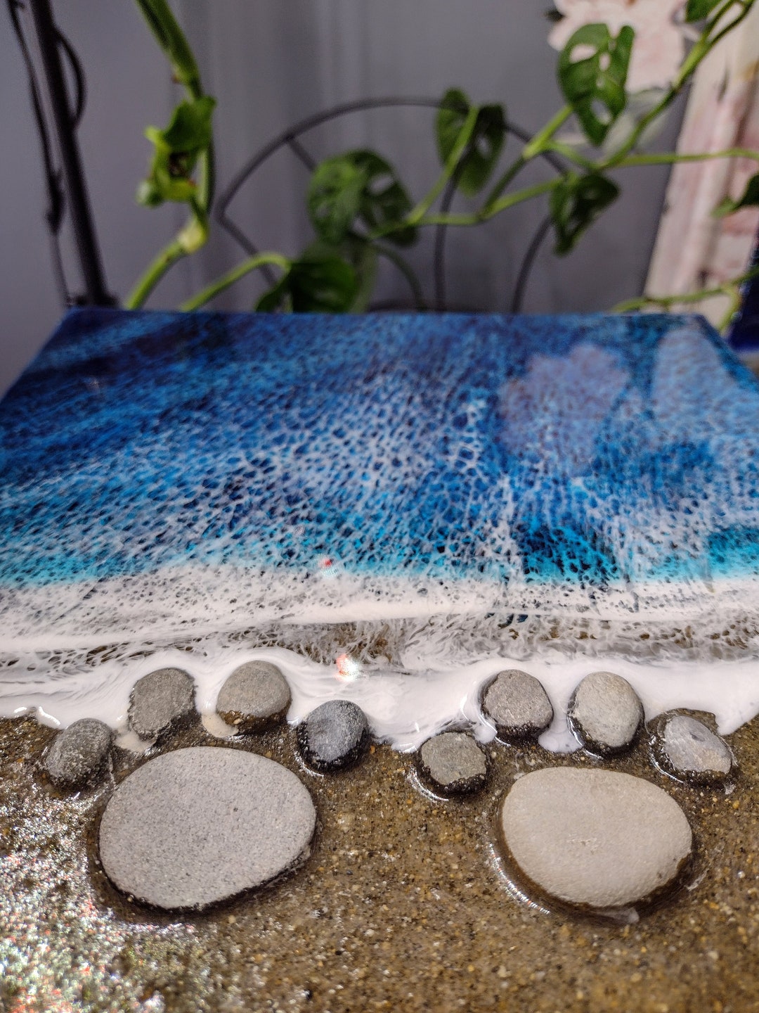Wave Resin Wall Art, Sea, Sand, Rocks Paws, Imagination, Panel Wall Art ...