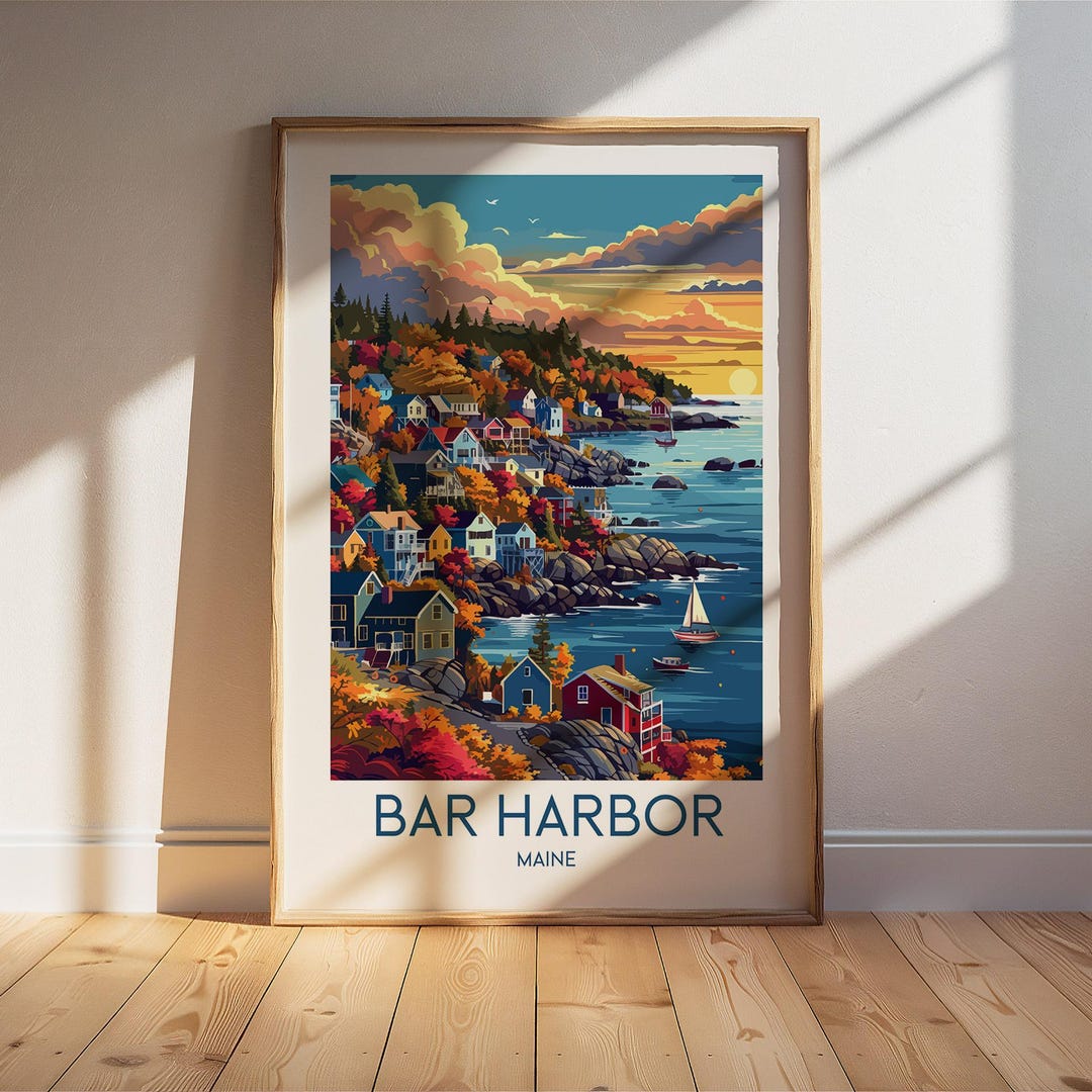 Bar Harbor - Maine Travel Poster - Wedding Gift - Birthday Gift - Wall ...