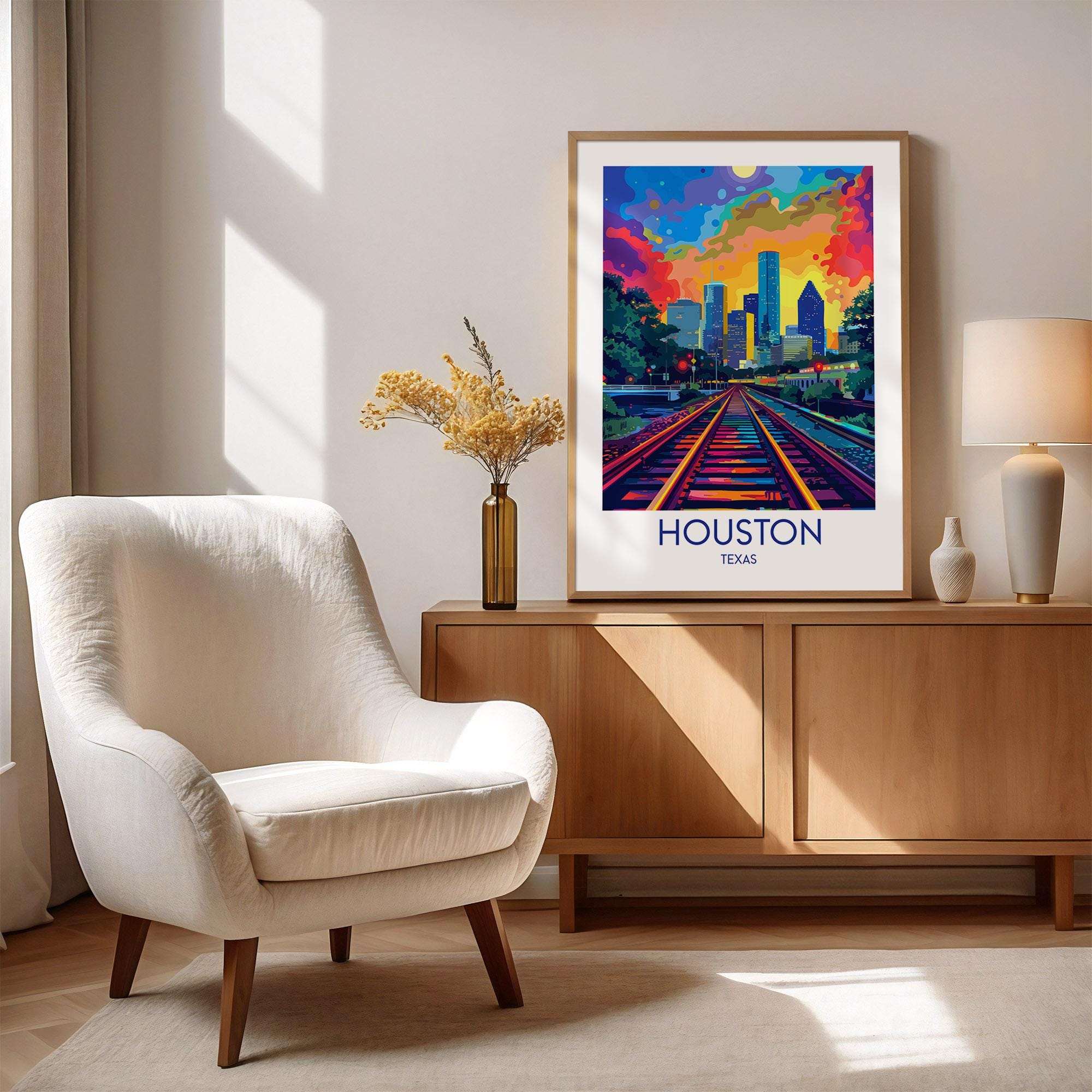 Houston Texas - Train Tracks Travel Poster - Wedding Gift - Birthday ...