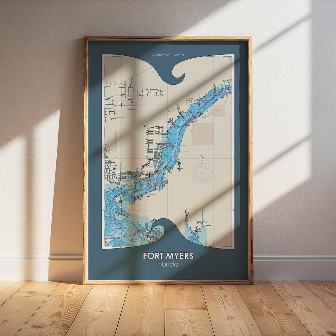 Fort Myers Florida NOAA Nautical Chart Poster: Marine Wall Art Print - Etsy