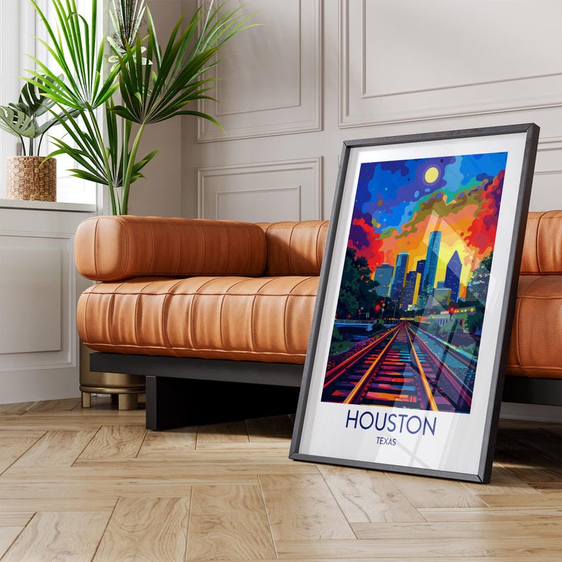 Houston Texas - Train Tracks Travel Poster - Wedding Gift - Birthday ...