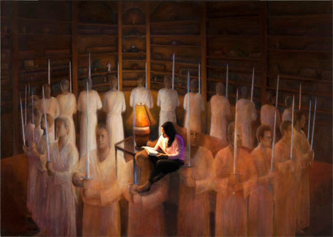Guardian Angels Around Latino Girl Reading Her Scriptures 5x7 Digital ...