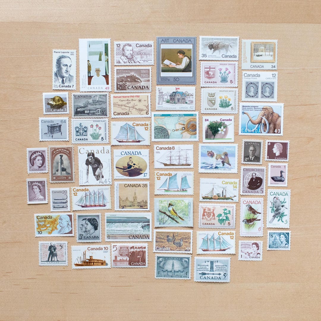 52 Neutral Colour Canada Postage Stamps, Canadian, Neutral Color Lot ...