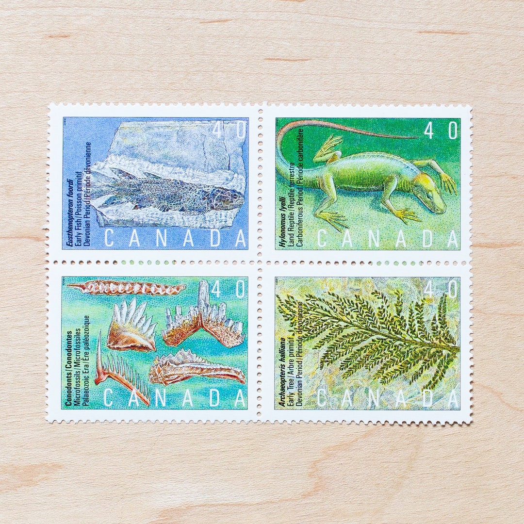 Lizard and Fossil Postage Stamps, Prehistoric, Dinosaurs Canada ...