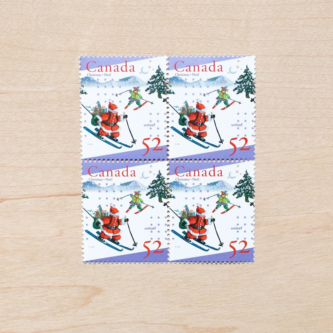 4 Holiday Santa Postage Stamps Canada Calligraphy Envelopes - Etsy