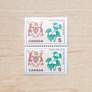 50 Ontario Wildflower Postage Stamps, Canada, White Trillium, Coat of ...