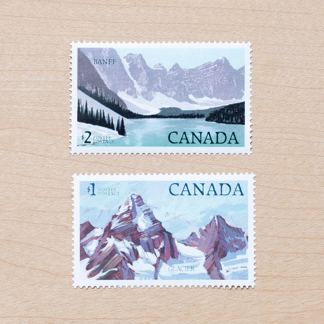 Banff and Glacier National Park Postage Stamps Wedding Calligraphy ...