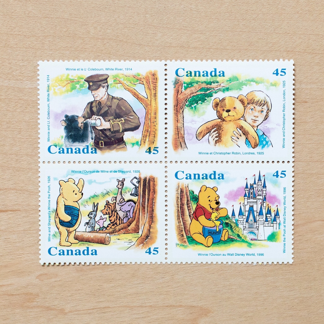 4 Winnie the Pooh Postage Stamps, Canada Wedding Calligraphy, Canadian ...