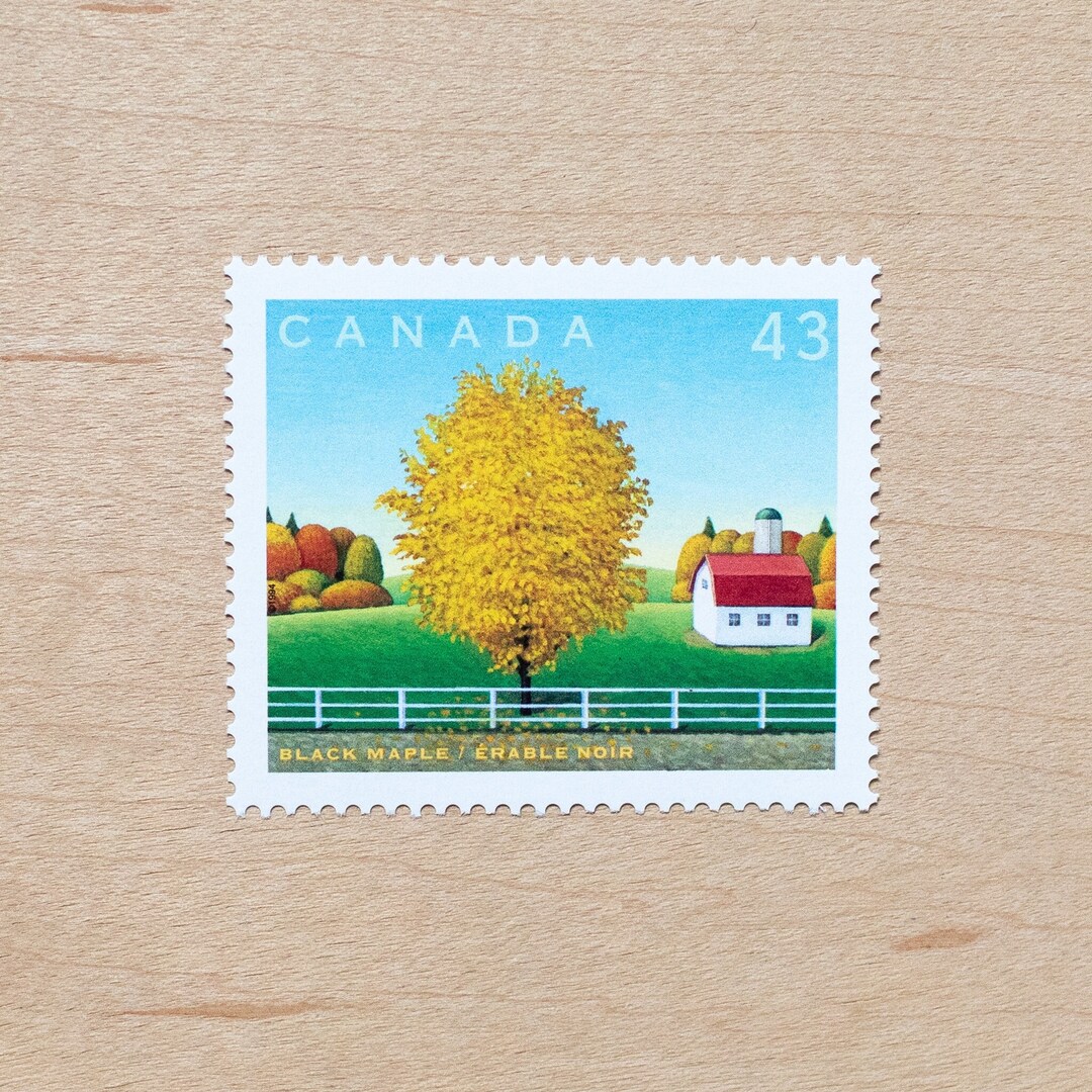 4 Black Maple Tree Postage Stamps, Canada, Wedding Calligraphy ...