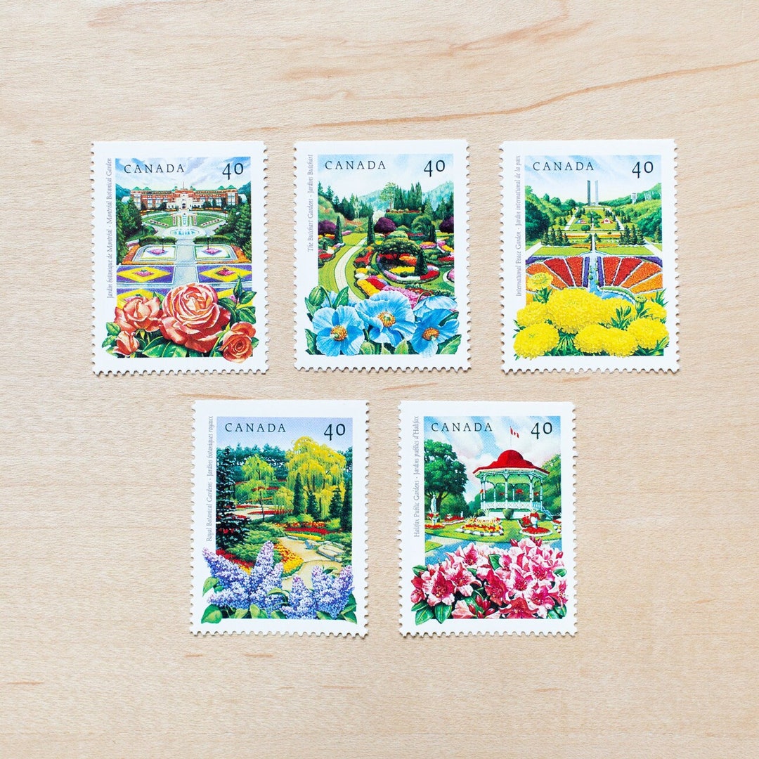 5 Garden Postage Stamps, Flower, Canadian Wedding, Botanical Gardens ...