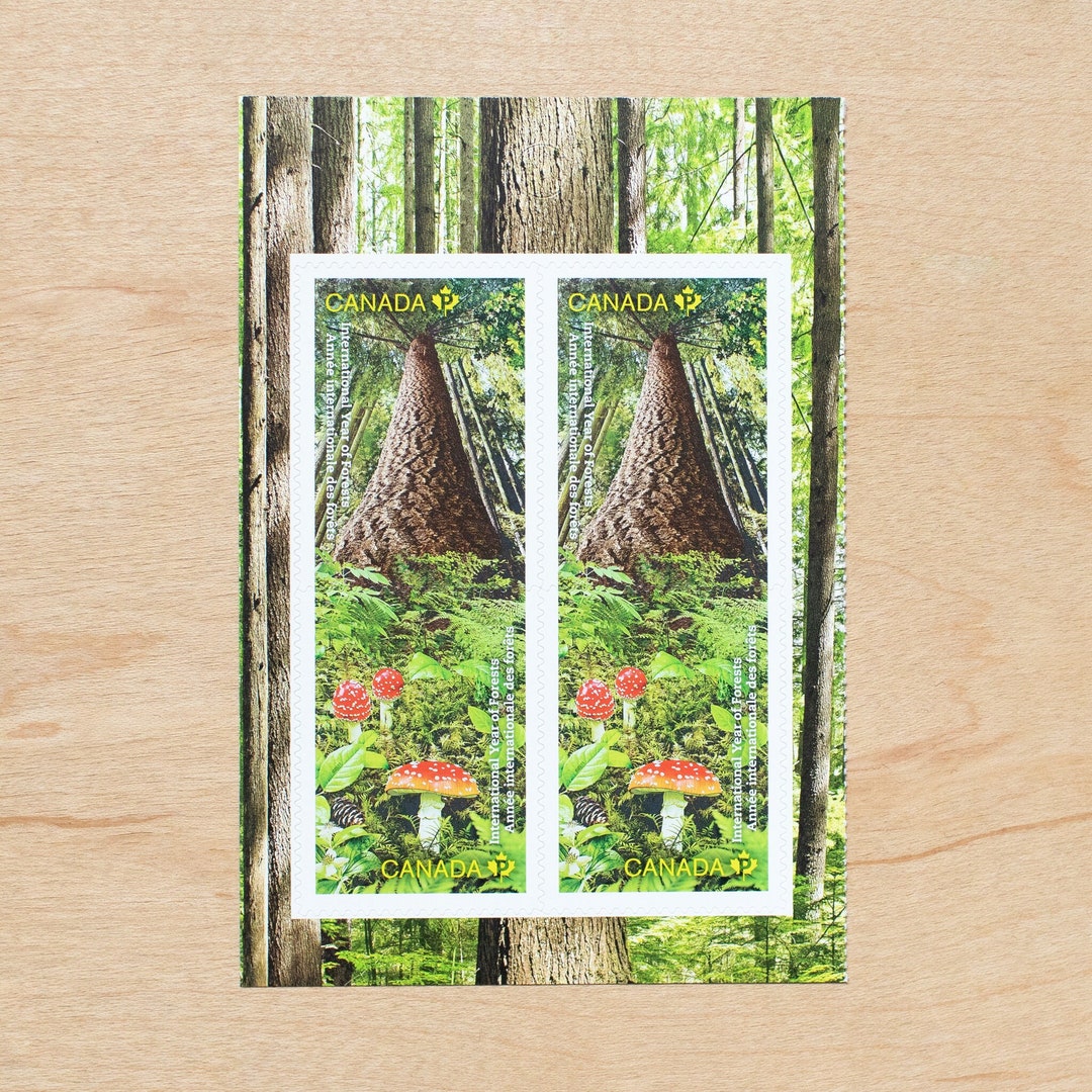 4 Forest & Mushroom Postage Stamps, Canada, Botanical Plants, Wedding ...