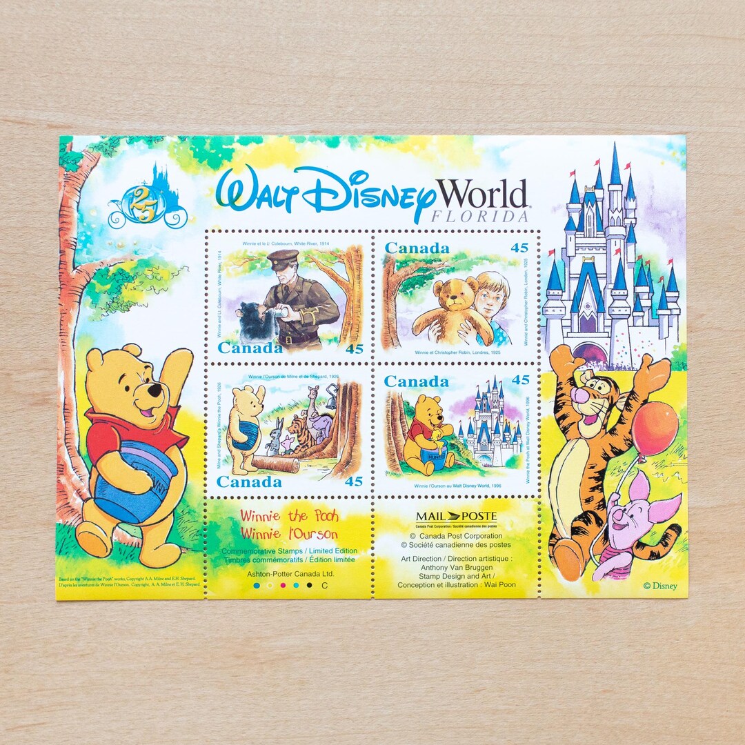 Winnie the Pooh Postage Stamps on a Mini Sheet, Canada Wedding ...