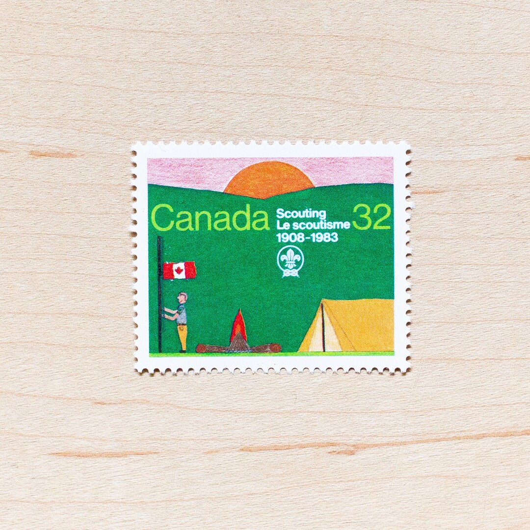 4 Scouts Postage Stamps, Canadian, Camping, Pink, Green, Wedding ...
