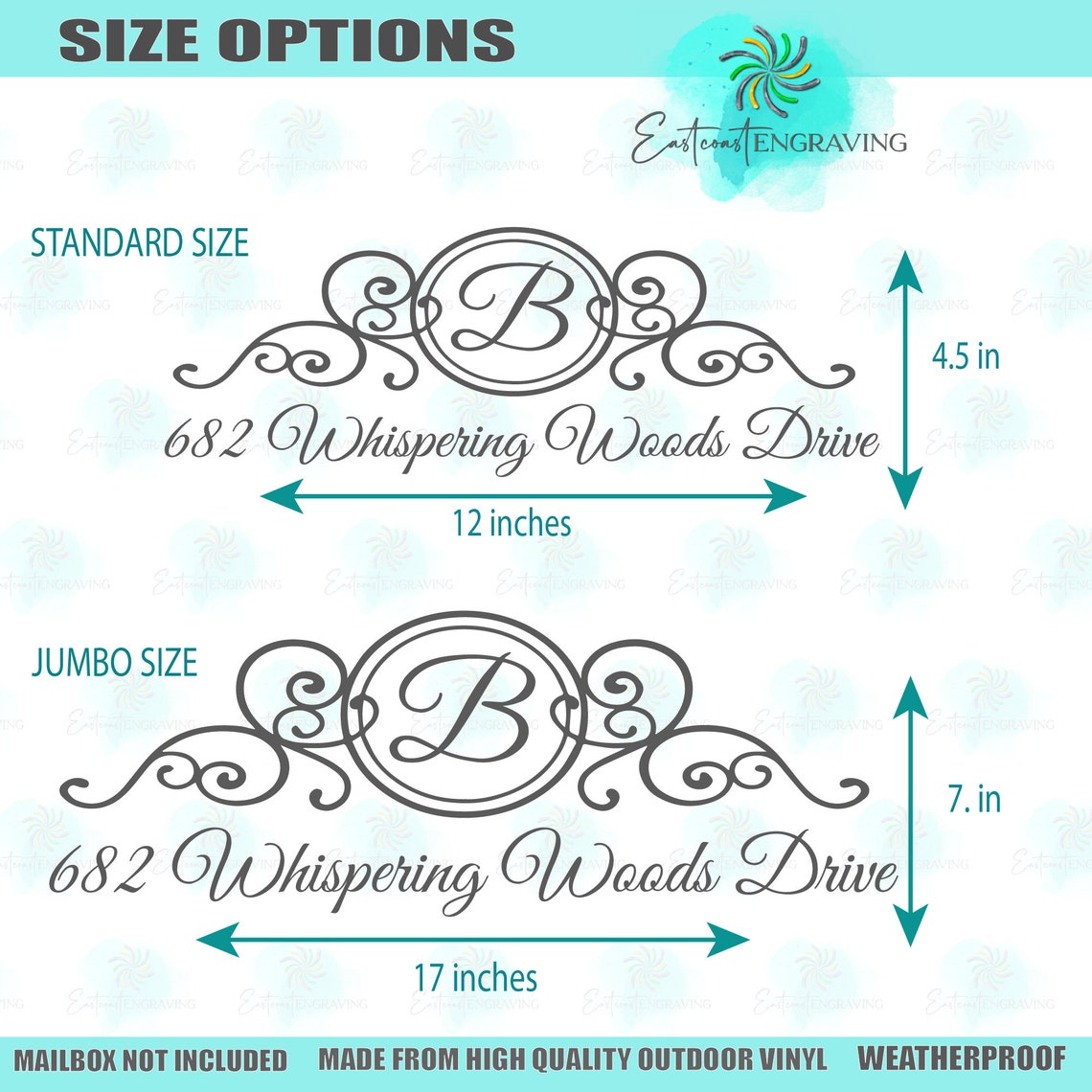 Monogram Mailbox Decal Personalized 23 Color Choices - Etsy