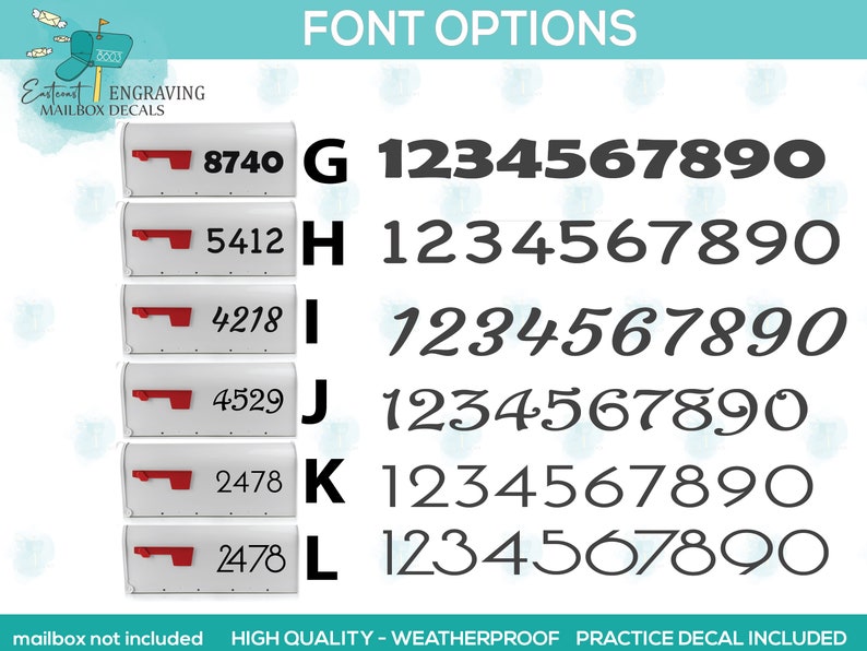 Reflective Mailbox Numbers Decal, Custom House Numbers, Choose Font ...
