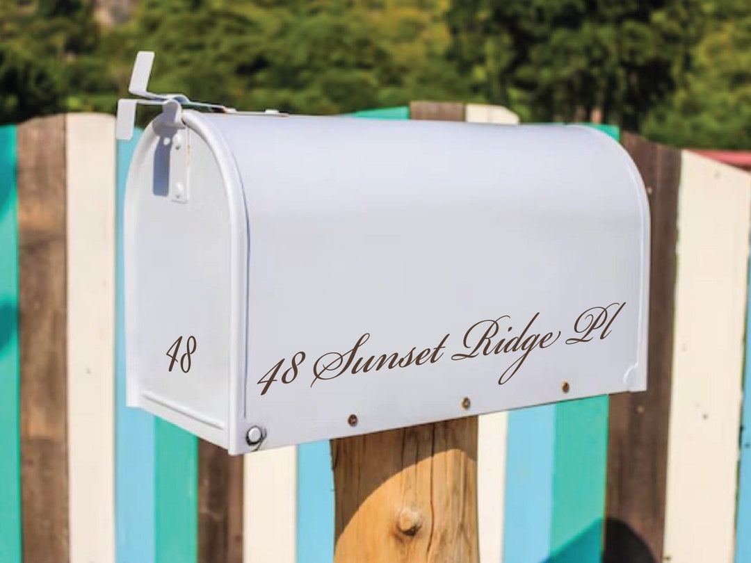 Modern Script Personalized Mailbox Decal Custom Address & Number ...