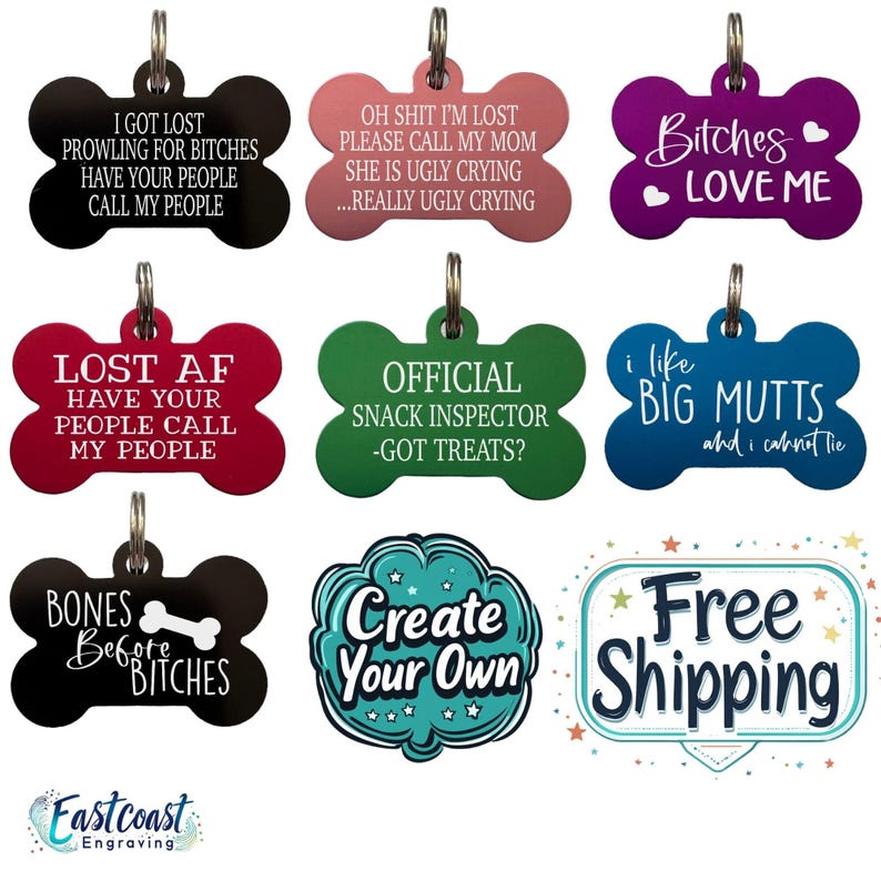 Funny Engraved Dog ID Tag – Custom Personalized Pet Tag - Etsy