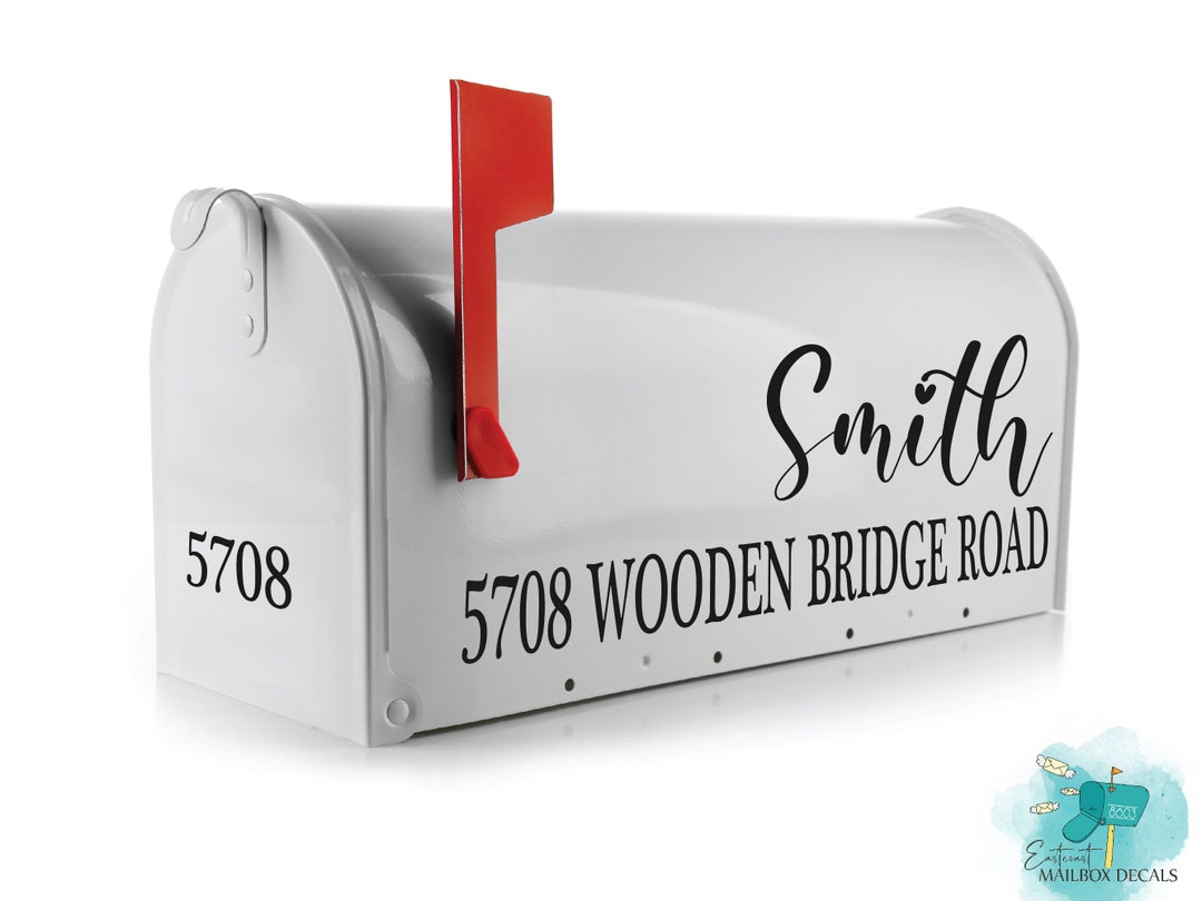 Personalized Script Name and Address Mailbox Decal Curb Appeal Upgrade ...