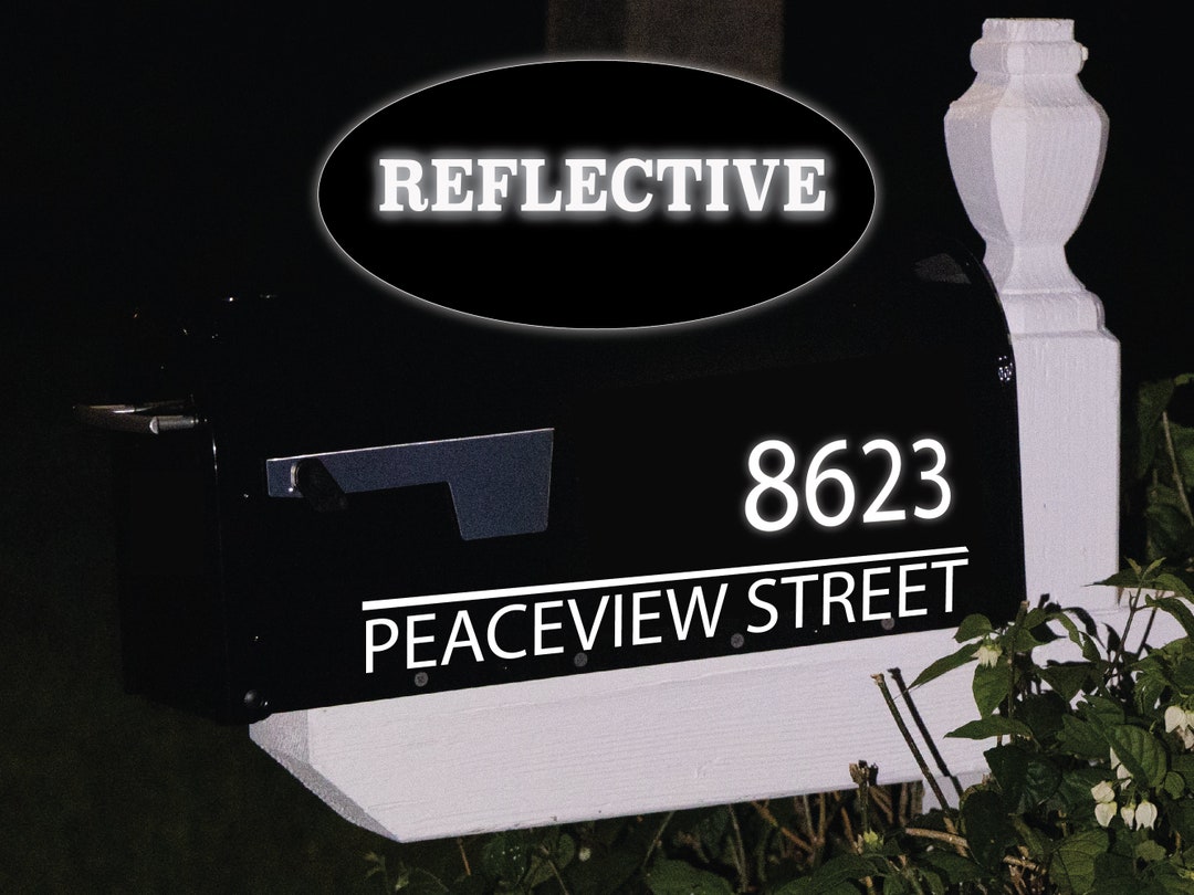 Reflective Mailbox Decal - High Visibility Custom Address Sticker - 5 ...